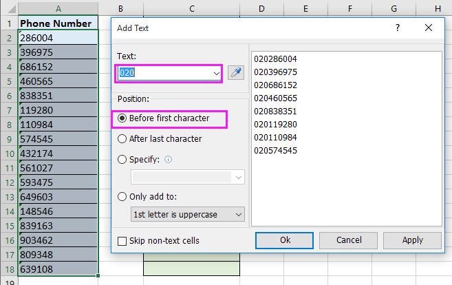 How To Add Country area Code To A Phone Number List In Excel 