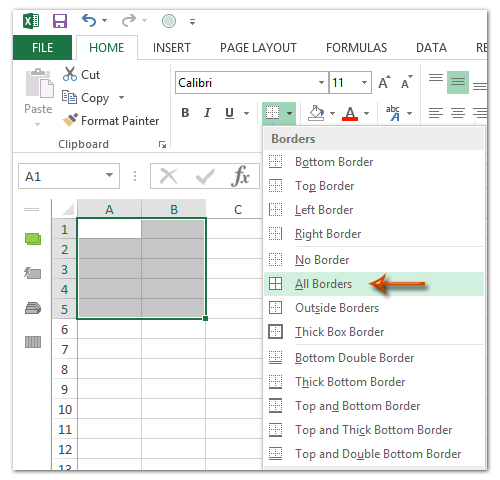 How To Add All Borders To Cells With Shortcuts In Excel 