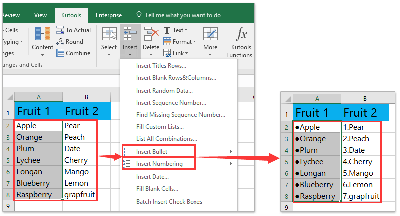 How To Insert apply Bullets And Numbering Into Multiple Cells In Excel 