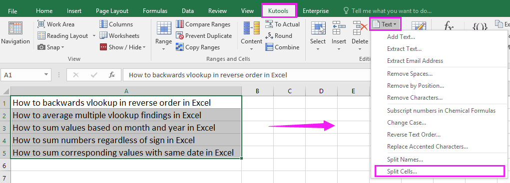 How To Split Or Break Sentence Into Words In Excel 