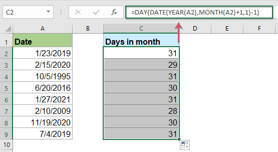 How To Calculate Number Of Days In A Month Or A Year In Excel 