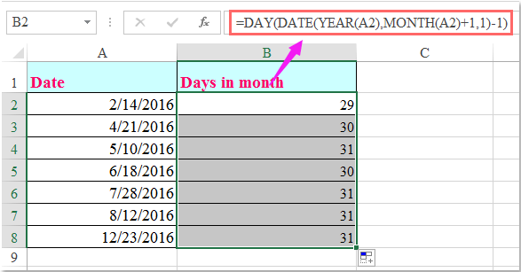 How To Calculate Number Of Days In A Month Or A Year In Excel 