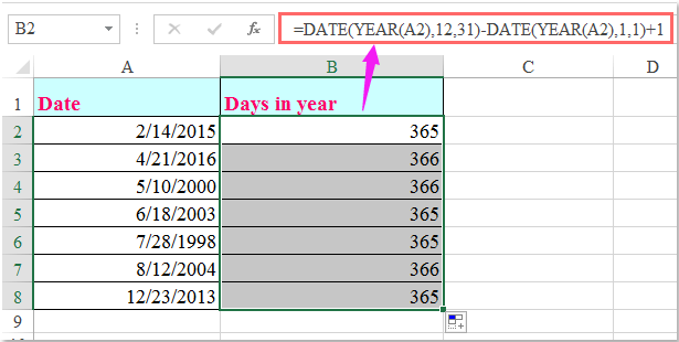 How To Calculate Number Of Days In A Month Or A Year In Excel 