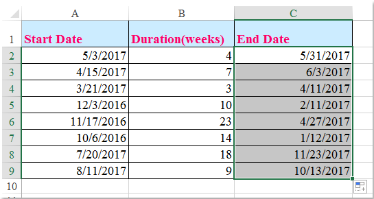 How To Calculate End Date From Start Date And Duration In Excel 