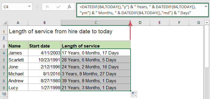 Excel Formula To Calculate Number Of Days Between Two Dates Inclusive 