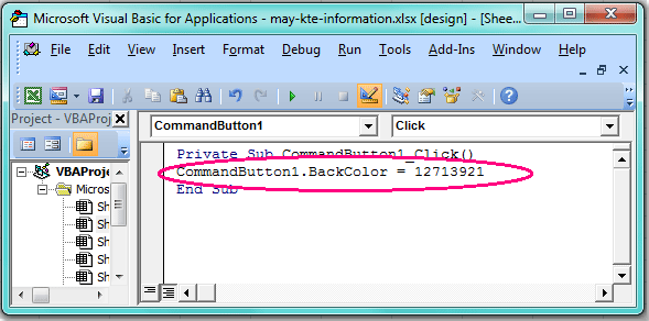 How To Change The Color Of ActiveX Control Button In Excel 