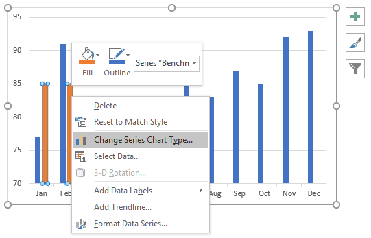 How To Add Horizontal Benchmark target base Line In An Excel Chart 