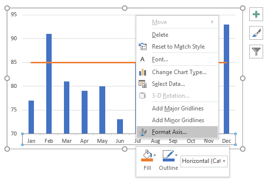How To Add Horizontal Benchmark target base Line In An Excel Chart 