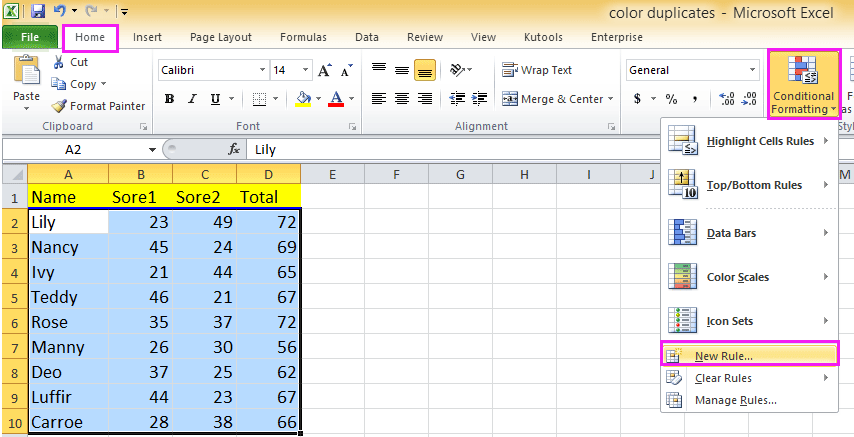 How To Color Duplicate Values Or Duplicate Rows In Excel 