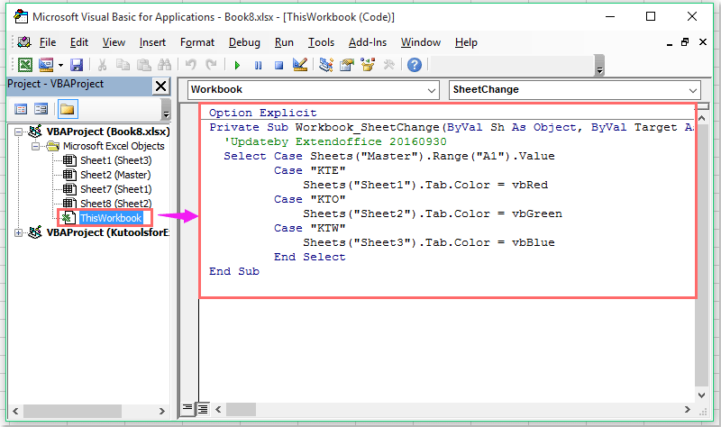 How To Change Sheet Tab Color Based On Cell Value 