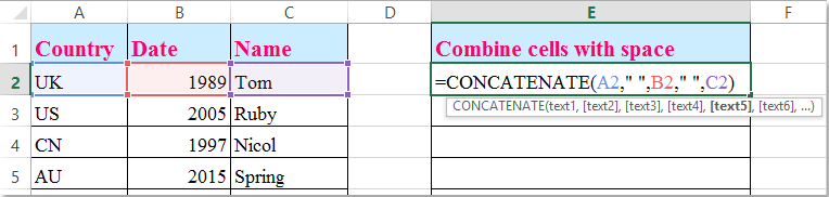 How To Concatenate Cells And Add Space Between Words In Excel 