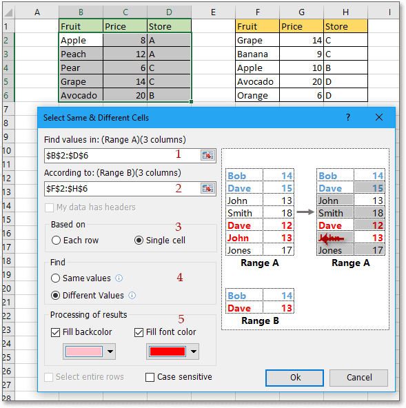 Excel Column Comparison Find Matches Differences 