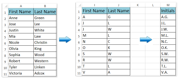 How To Concatenate First Letters Of Names cells In Excel 