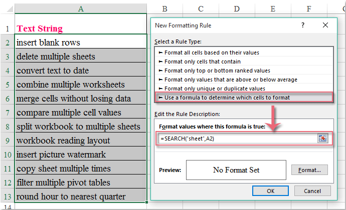 How To Conditional Formatting If The Cell Contains Partial Text In Excel 