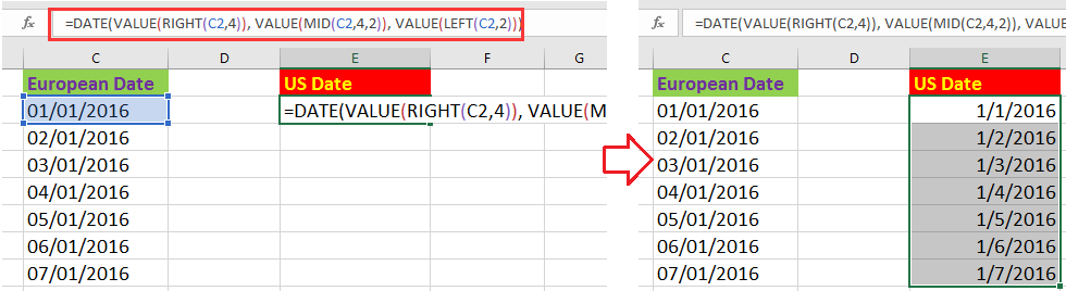 How To Quickly Convert Date Format Between European And US In Excel 