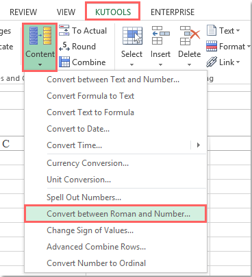 How to convert between roman number and Arabic number in Excel?