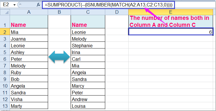 How To Count Duplicates Between Two Columns In Excel 