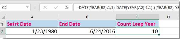 How To Count Number Of Leap Years Between Two Dates In Excel 