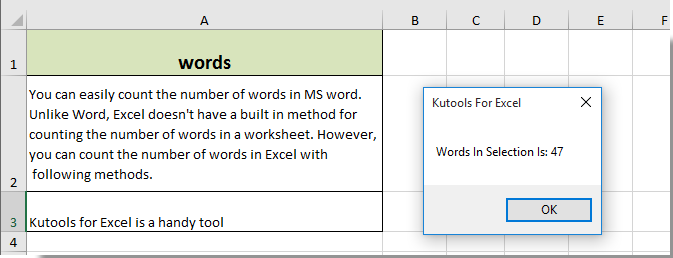 How To Count The Number Of Words In A Cell Or A Range Cells In Excel 