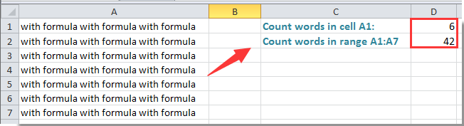 How To Count The Number Of Words In A Cell Or A Range Cells In Excel 