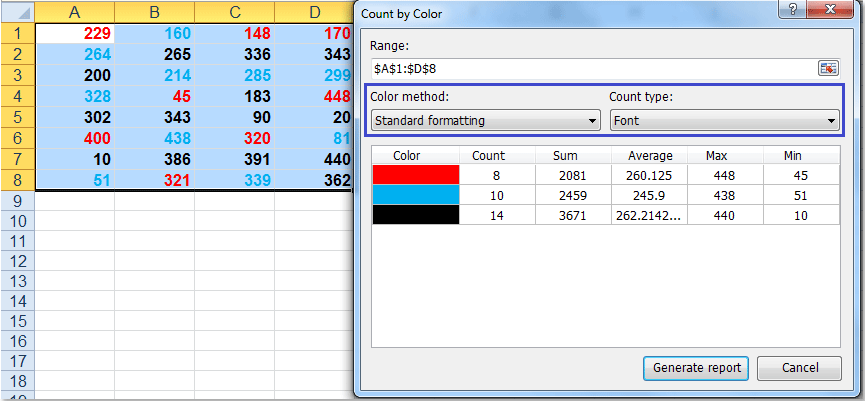 How To Count Sum Cells Based On The Font Colors In Excel 