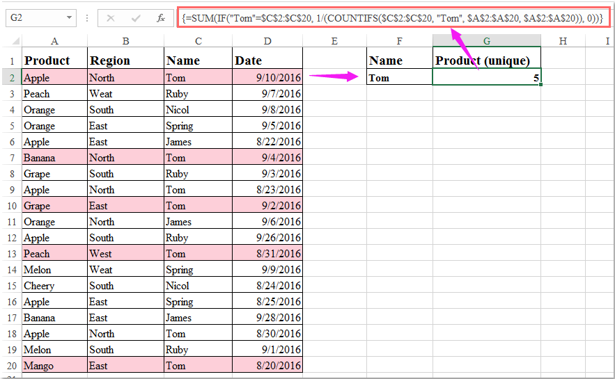 How To Count Unique Values Based On Multiple Criteria In Excel 
