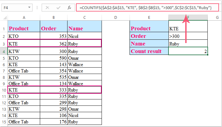 How To Countif With Multiple Criteria In Excel F4B