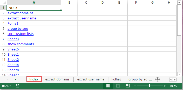 How To Create Hyperlinked Index Of Sheets In Workbook 