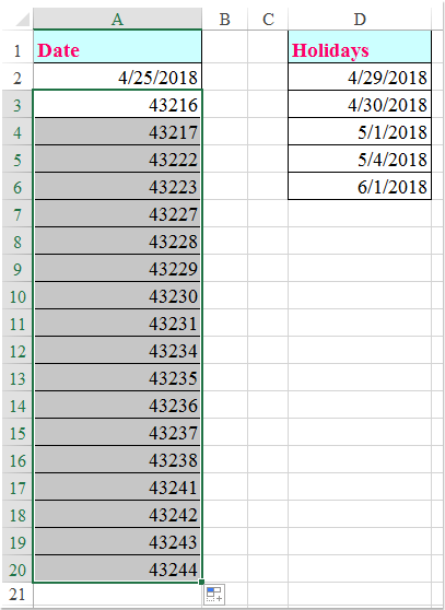 How To Fill Sequence Dates Without Weekends And Holidays In Excel 