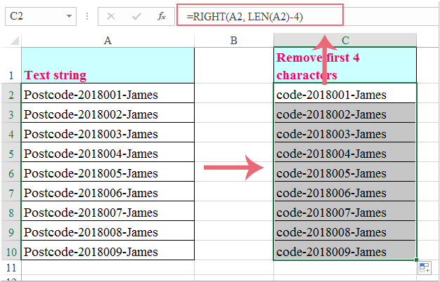 How To Remove First Last Or Certain Characters From Text In Excel 