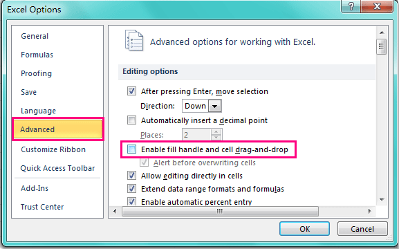 How To Disable Or Stop Auto Fill Feature In Excel 