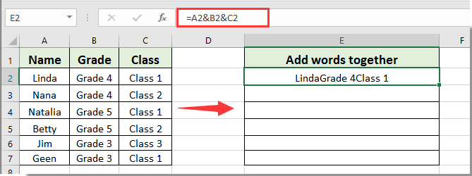 How To Add Words texts From Different Cells Together In Excel 