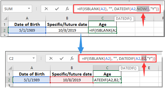 How To Calculate Age On A Specific Or Future Date In Excel 
