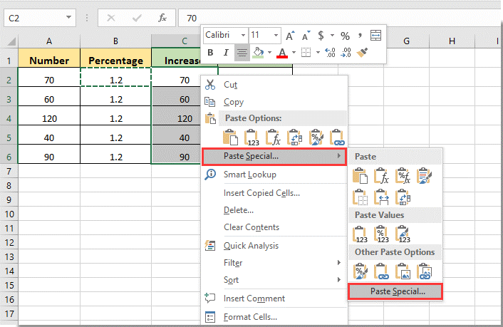 How To Increase Or Decrease Cell Number value By Percentage In Excel 