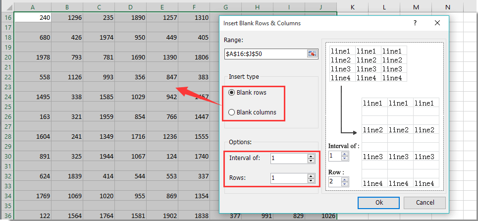 How to insert or delete partial row in Excel?