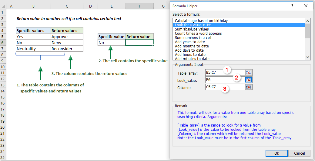 Excel Check If Cell Contains Text From List And Return Value Texte