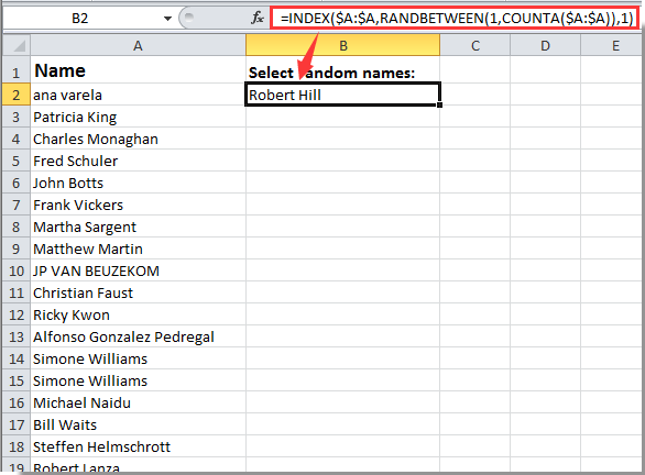 How To Select Random Names From A List In Excel 