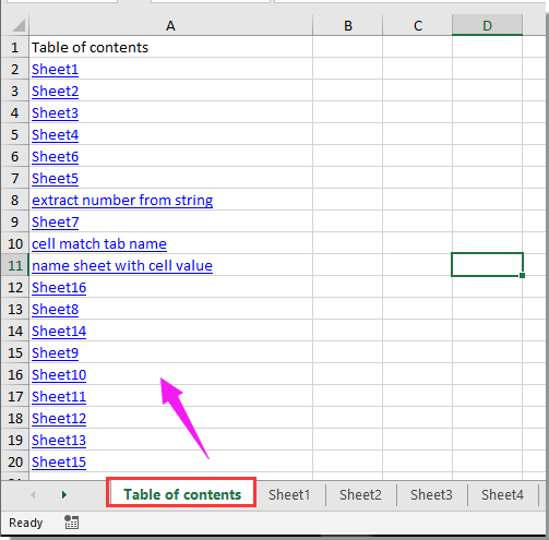 How To Create A Table Of Contents For All Spreadsheets Tab Name With 