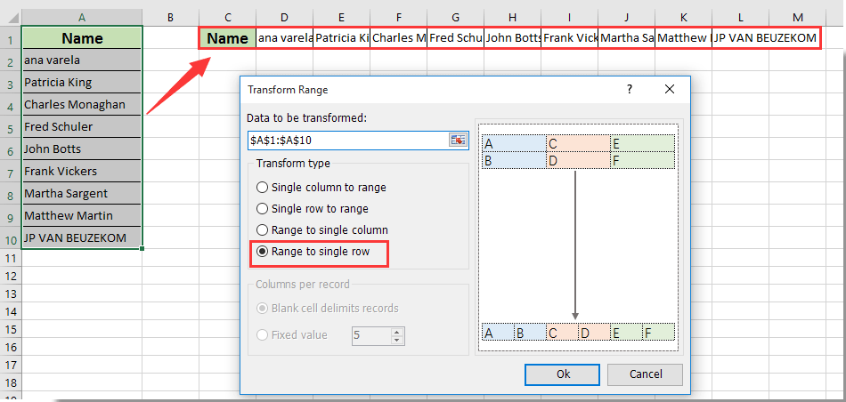 How To Convert Vertical List To Horizontal Or Vice Versa In Excel 