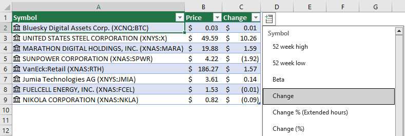 Overview of Excel rich data types
