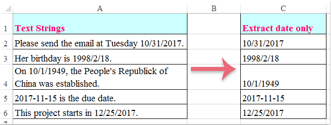 How To Extract Date From Text Strings In Excel 