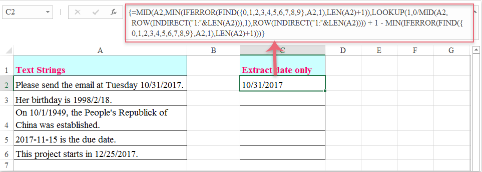 How To Extract Date From Text Strings In Excel 