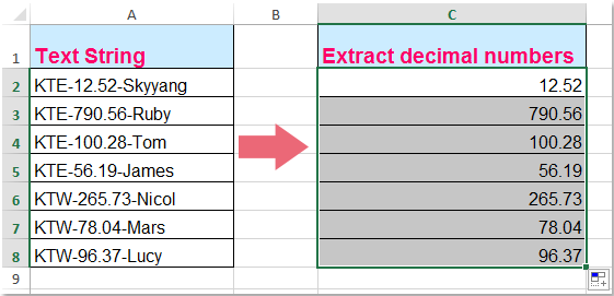 How To Extract Decimal Numbers From Text String In Excel 