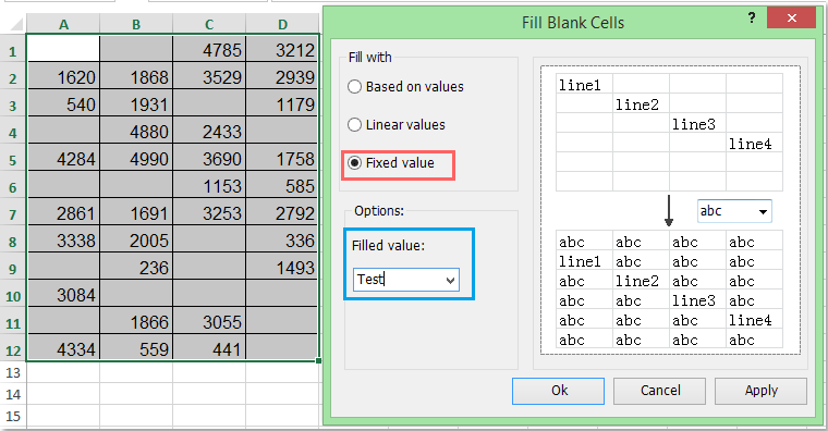 How To Fill Blank Cells With Value Above Below Left Right In Excel 