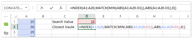 How To Find Closest Or Nearest Value In Excel 