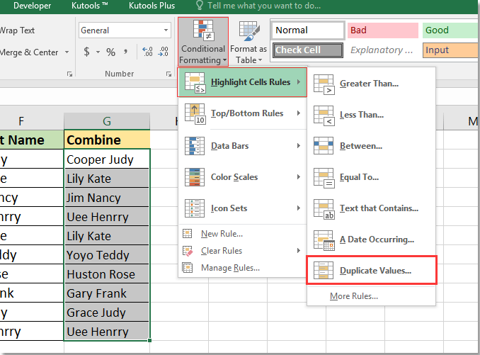How To Find And Highlight The Duplicate Names Which Both Match First Name And Last Name In Excel 