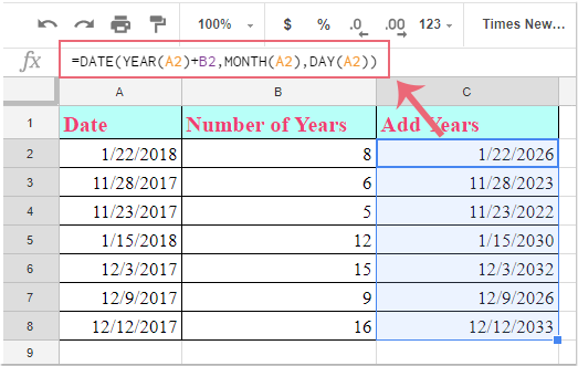 How To Add Number Of Years Months And Days To Date In Google Sheets 