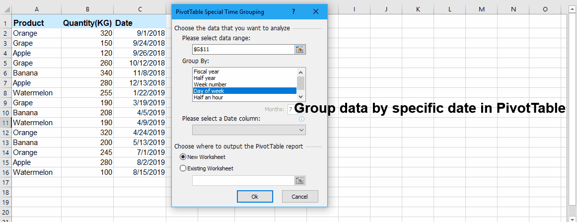 How To Group Date By Month Year Half Year Or Other Specific Dates In 