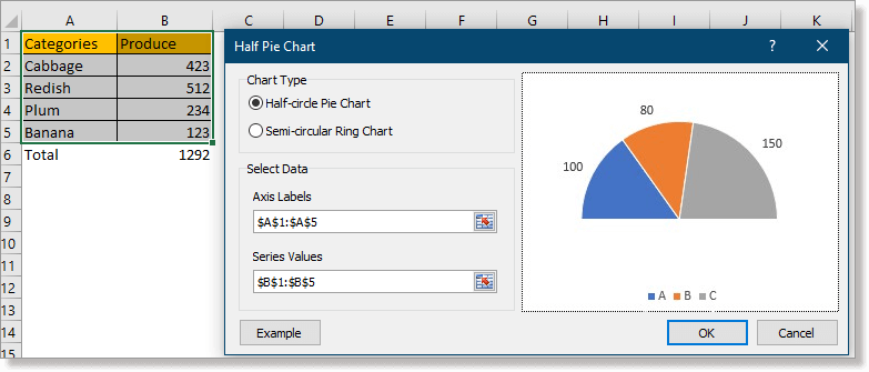 How To Create A Half Pie Chart In Excel 
