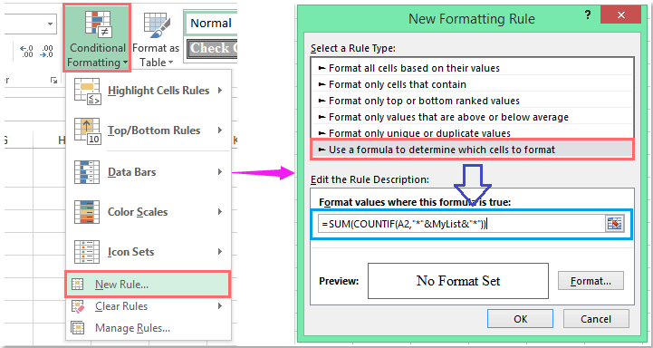 How To Apply Conditional Formatting Search For Multiple Words In Excel 